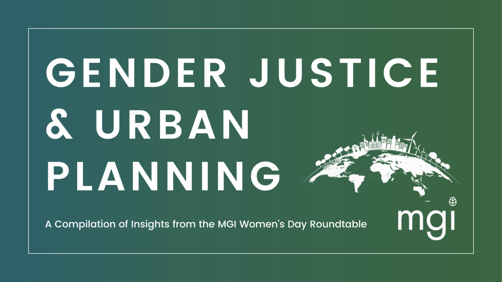 Gender Justice and Urban Planning - Blog - MGI
